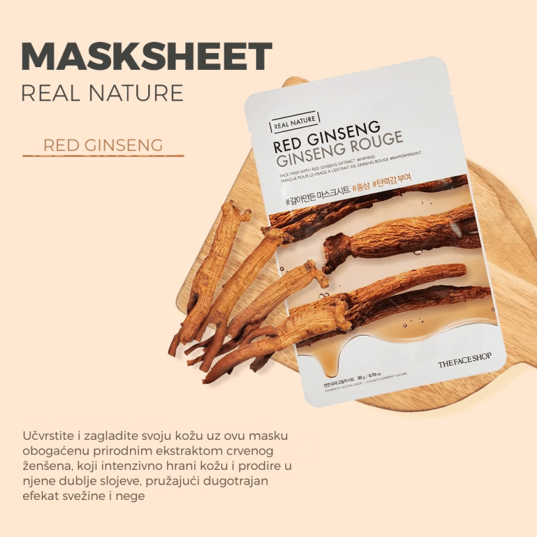 Real Nature Red Ginseng Face Mask - K Beauty